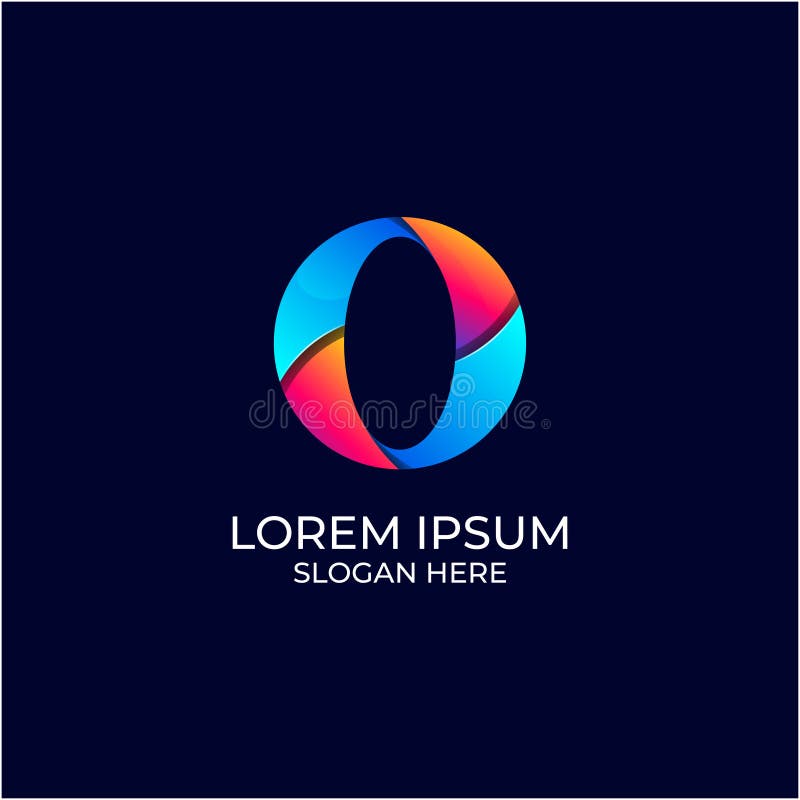 Letter O, Curved Logo Gradient Awesome Color Stock Vector ...