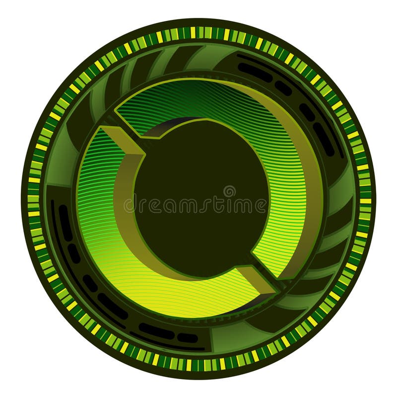 3D Letter O in Technological Machinery Power Rings Stock Illustration ...