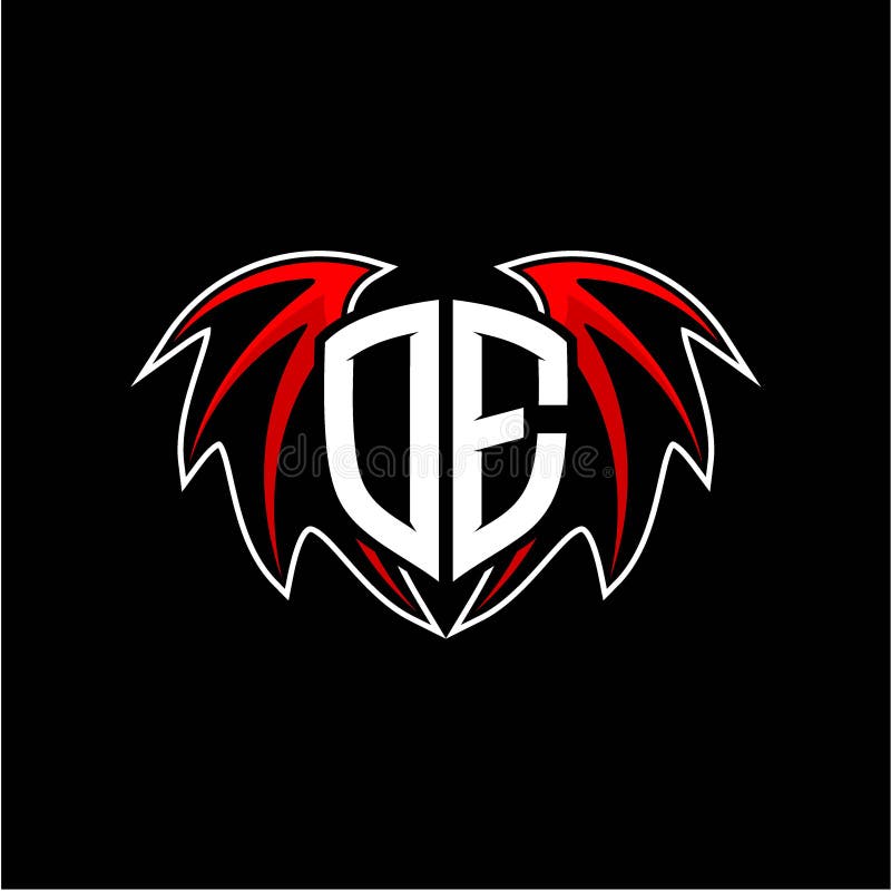 Letter O E Initial Vector Logo Template with a Minimalist Dragon Wing ...