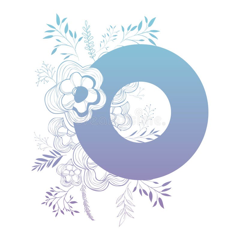 Letter O with Floral Decoration Stock Vector - Illustration of flowers ...