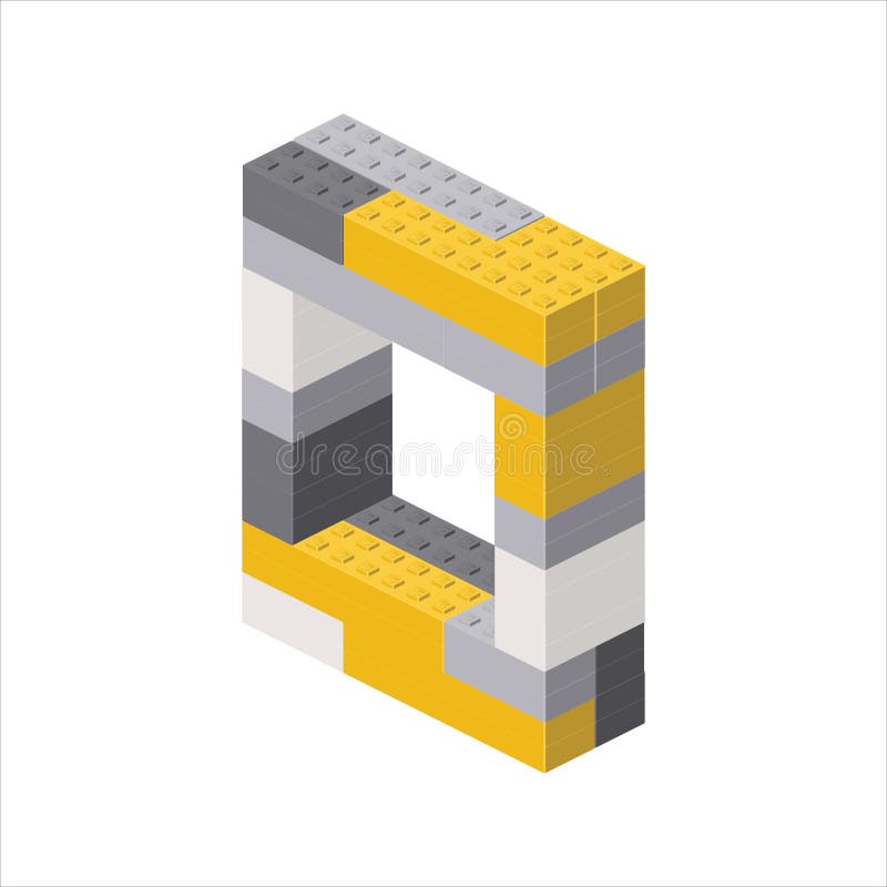 Letter O in Isometric View Assembled from Plastic Blocks. Vector Stock ...