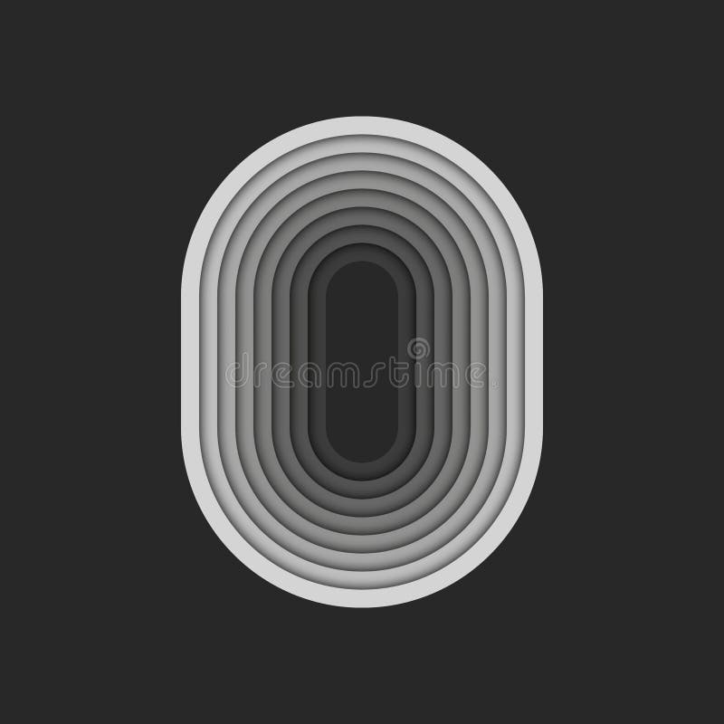 Letter O Logo or Oval Shape Logotype, Gray Parallel Stripes Cascade ...