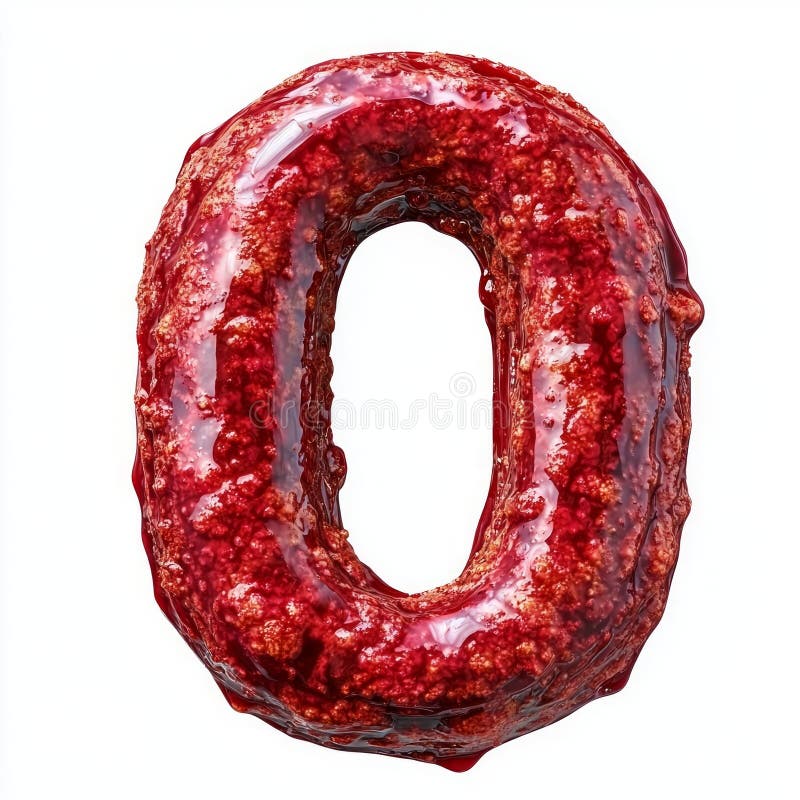 Letter O Represented As Thick Spot Red Brown Substance White Background ...