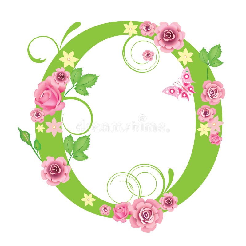 Letter O with roses stock vector. Illustration of abstract - 7967428