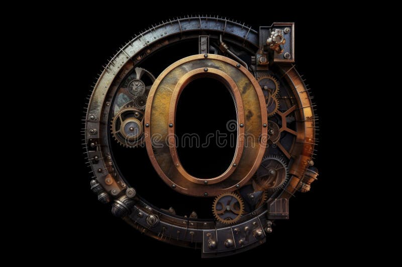 Letter O, Steampunk Style, on Black Background Stock Photo - Image of ...