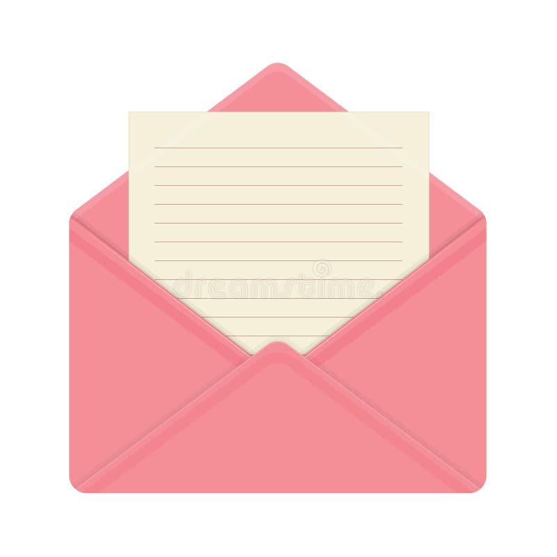 Open Pink Envelope Vector Illustration Isolated on White Background ...