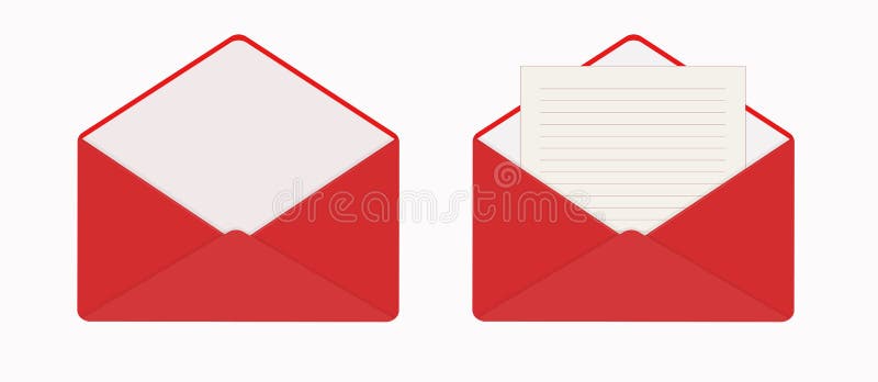 Letter In Open Red Envelope, Blank Sheet Of Paper, Empty Envelope ...