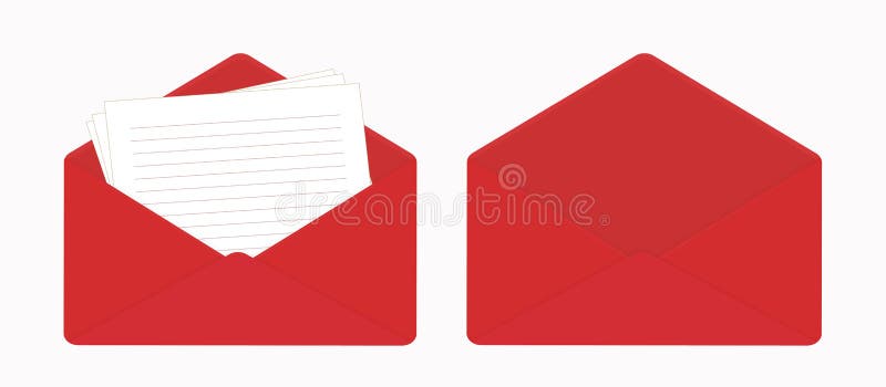 Letter in Open Red Envelope, Blank Sheet of Paper, Empty Envelope ...