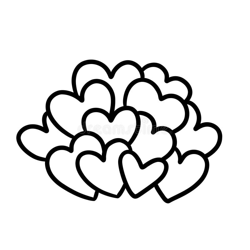 Cute Heart Outline Illustration for Valentine S Day. Stock Illustration ...
