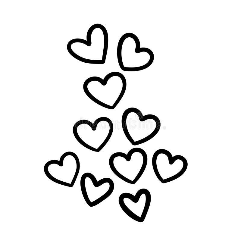 Cute Heart Outline Illustration for Valentine S Day. Stock Illustration ...