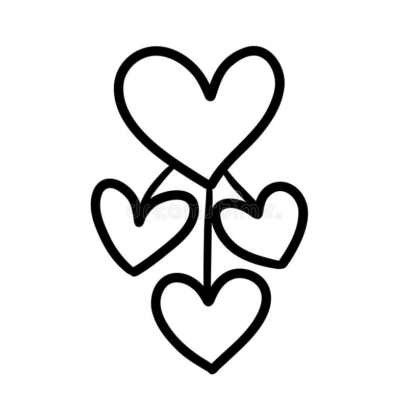 Cute Heart Outline Illustration for Valentine S Day. Stock Illustration ...