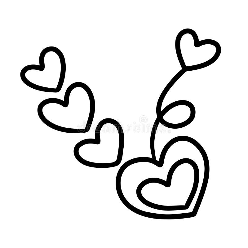 Cute Heart Outline Illustration for Valentine S Day. Stock Illustration ...