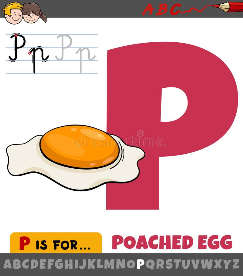 Letter P from Alphabet with Cartoon Poached Egg Stock Vector ...
