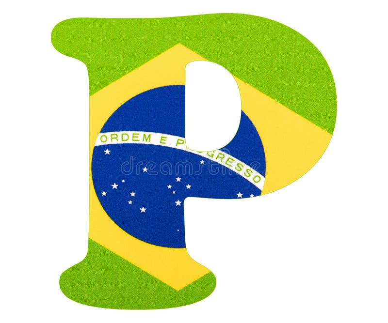 Letter R of the Alphabet - Flag of Brazil. White Background Stock ...