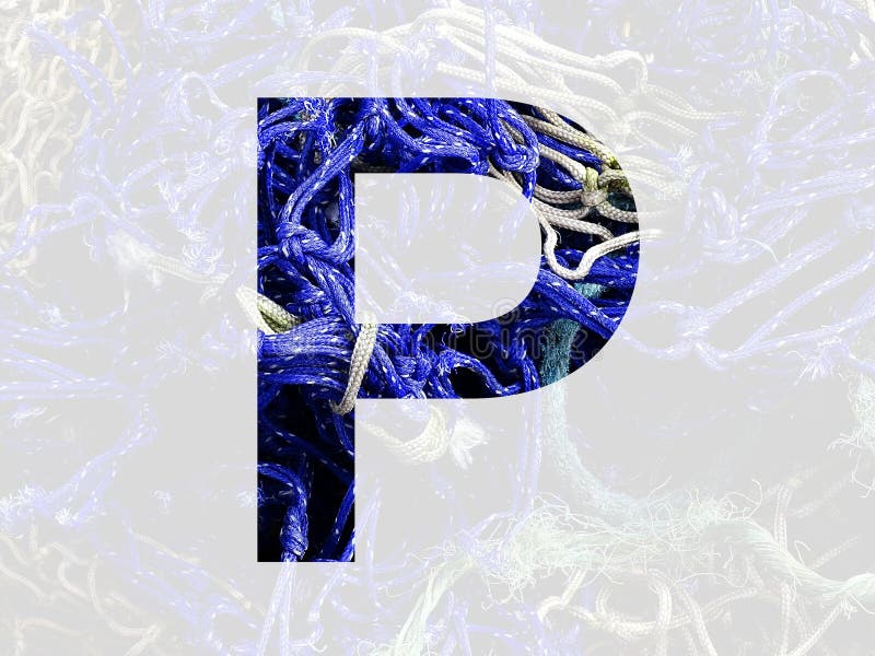Letter P of the Alphabet Made with Blue and White Rope Stock Image ...