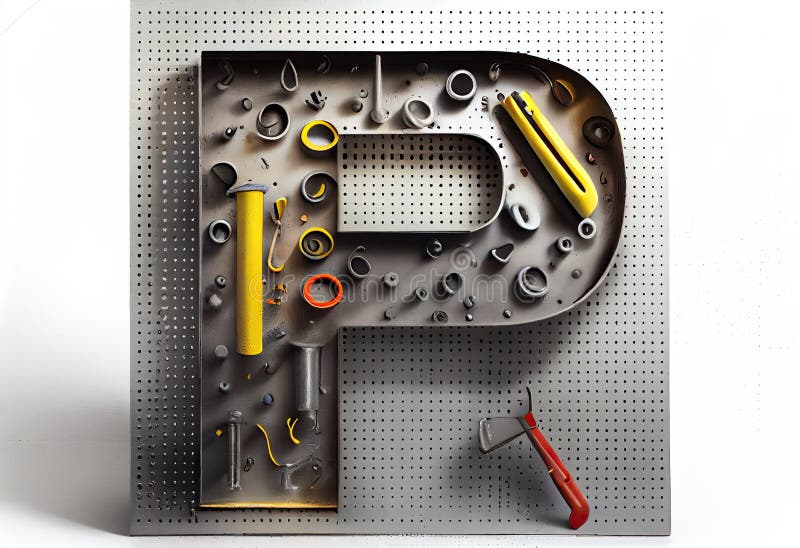 Letter P. Alphabet from the Tools on the Metal Pegboard Isolated Stock ...
