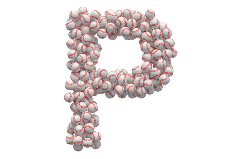 Letter D from Baseball Balls, 3D Rendering Stock Illustration ...