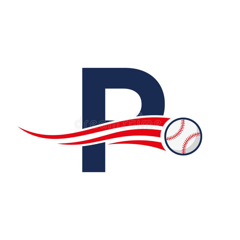 Letter P Baseball Logo Concept with Moving Baseball Icon Vector ...