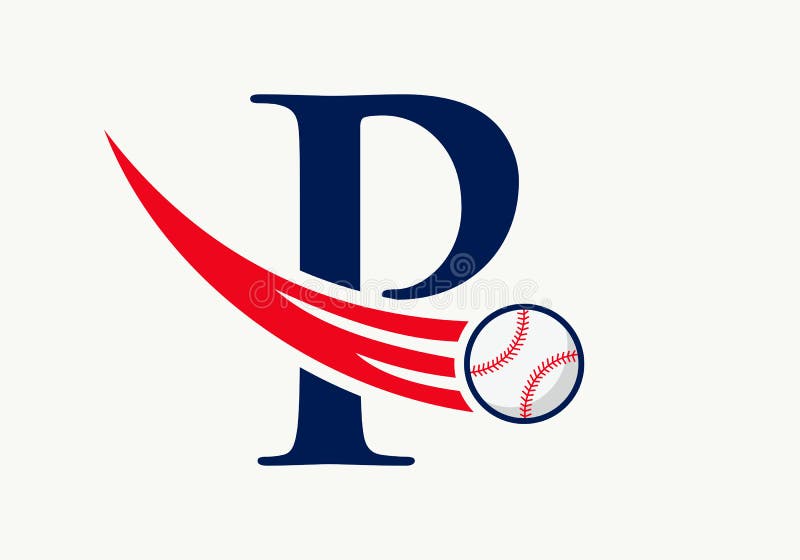 Letter P Baseball Logo Concept with Moving Baseball Icon Vector ...