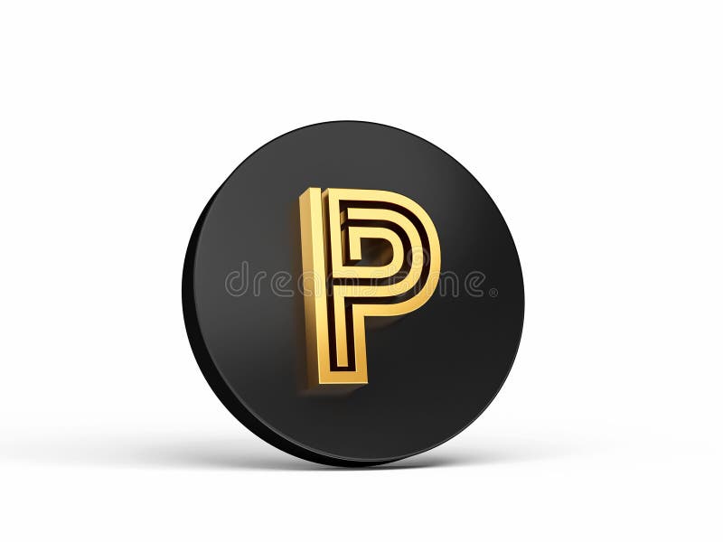 Letter P on a Black Button Icon Stock Illustration - Illustration of ...