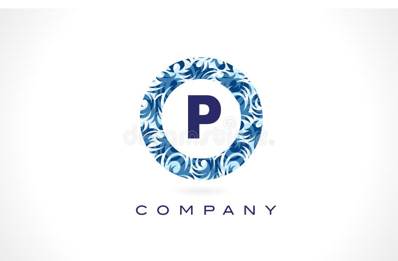 Letter P Blue Pattern Logo Design. Stock Vector - Illustration of icon ...