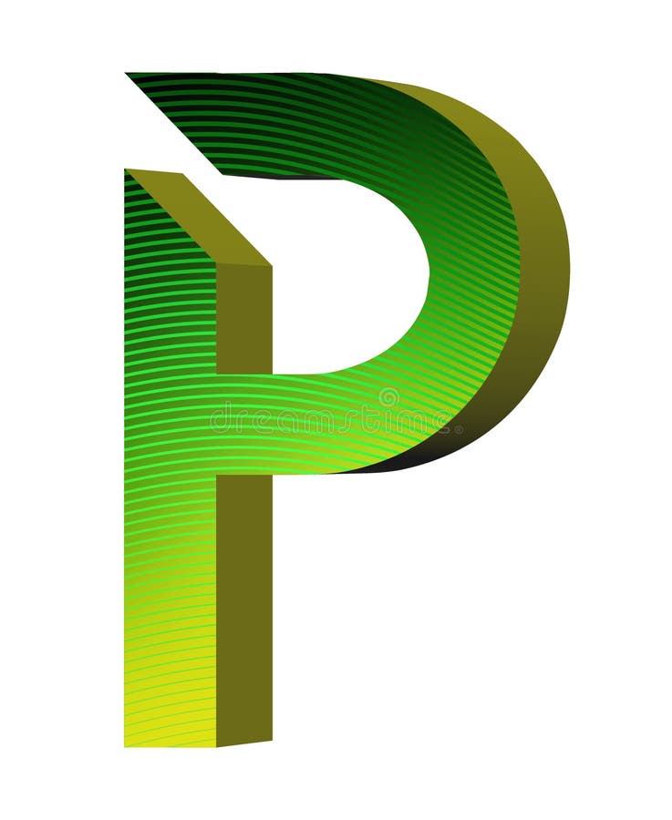 Letter P Bright Green Modern 3D Tech Sporty Electronic Design Stock ...