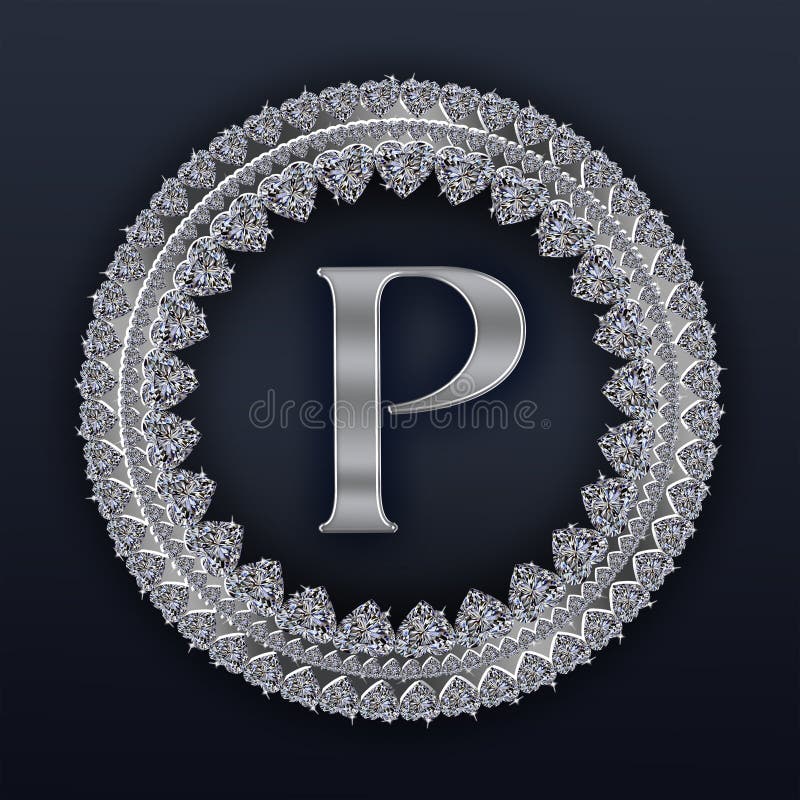 Letter "P" Centered within an Ornate Circular Frame Stock Illustration ...