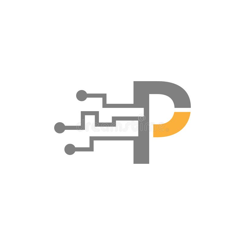 Letter P Circuit Technology Logo Icon Creative Design Stock Vector ...