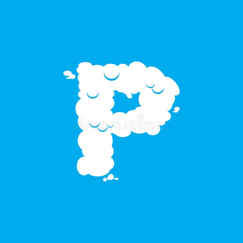 Letter P Cloud Font Symbol. White Alphabet Sign on Blue Sky Stock ...