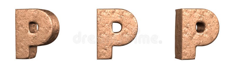 Letter P from Copper Letters Alphabet Collection Set. Isolated Stock ...