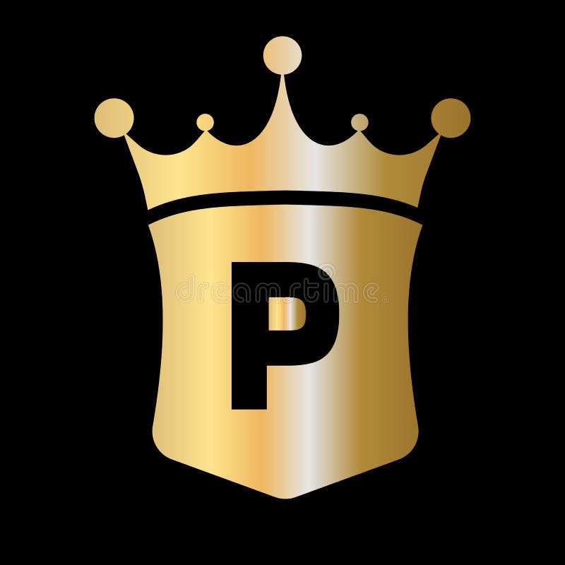 Letter P Crown and Shield Logo Vector Template with Luxury Concept ...