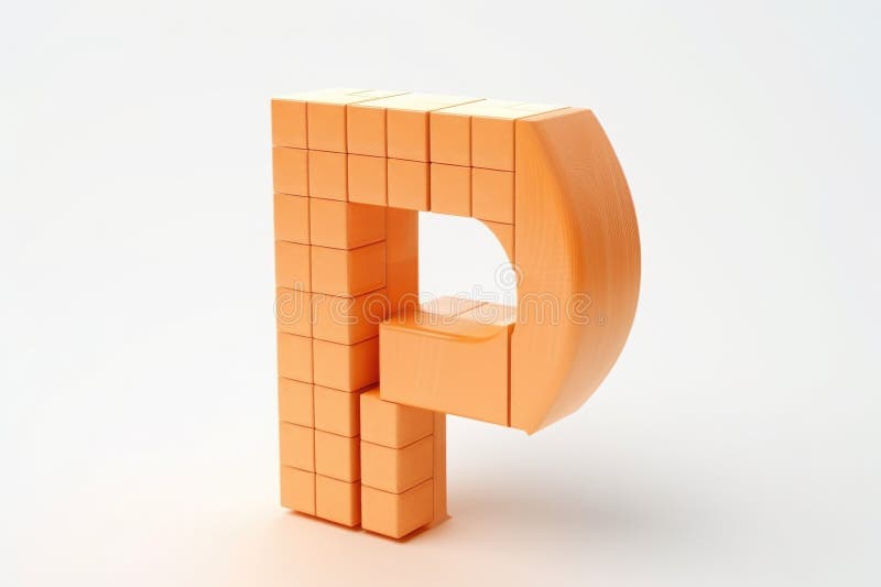 Letter P, 3d Block Letters Style, on White Background Stock ...