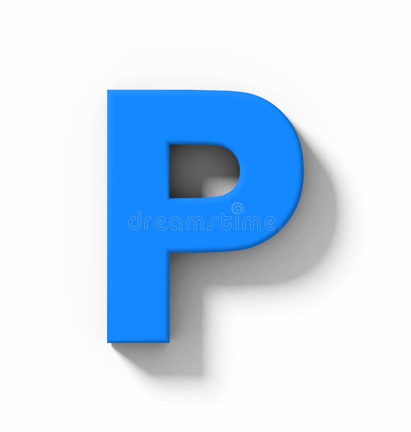 Letter P 3D Blue Isolated on White with Shadow - Orthogonal Projection ...