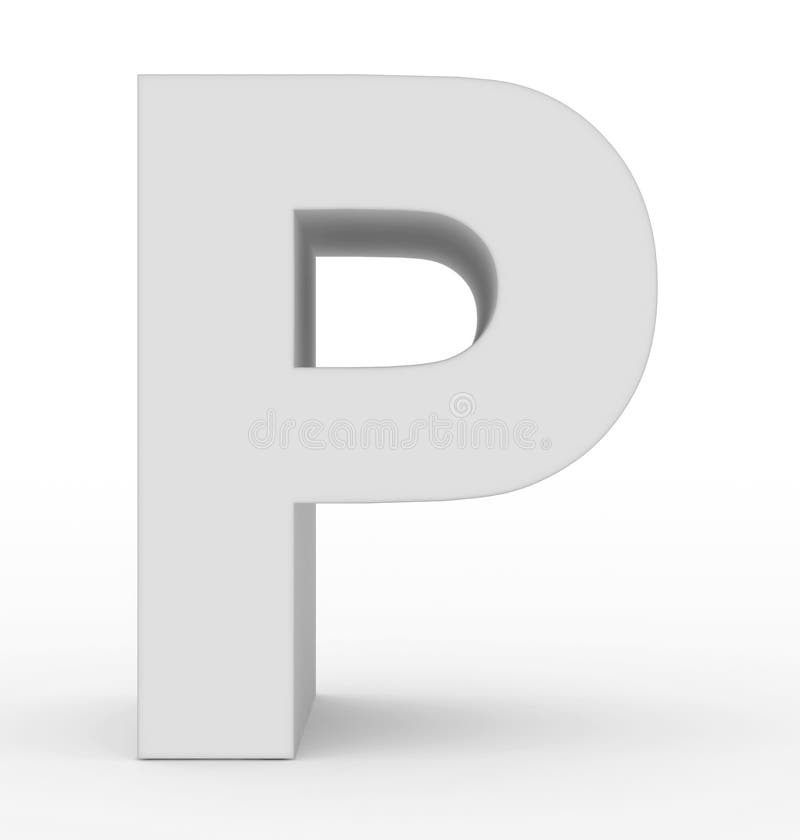 Letter P 3d White Isolated on White Stock Illustration - Illustration ...