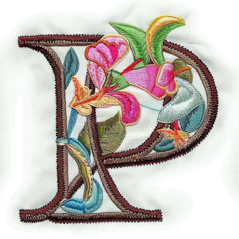 The Letter P is Decorated with Flowers and Leaves Stock Photo - Image ...