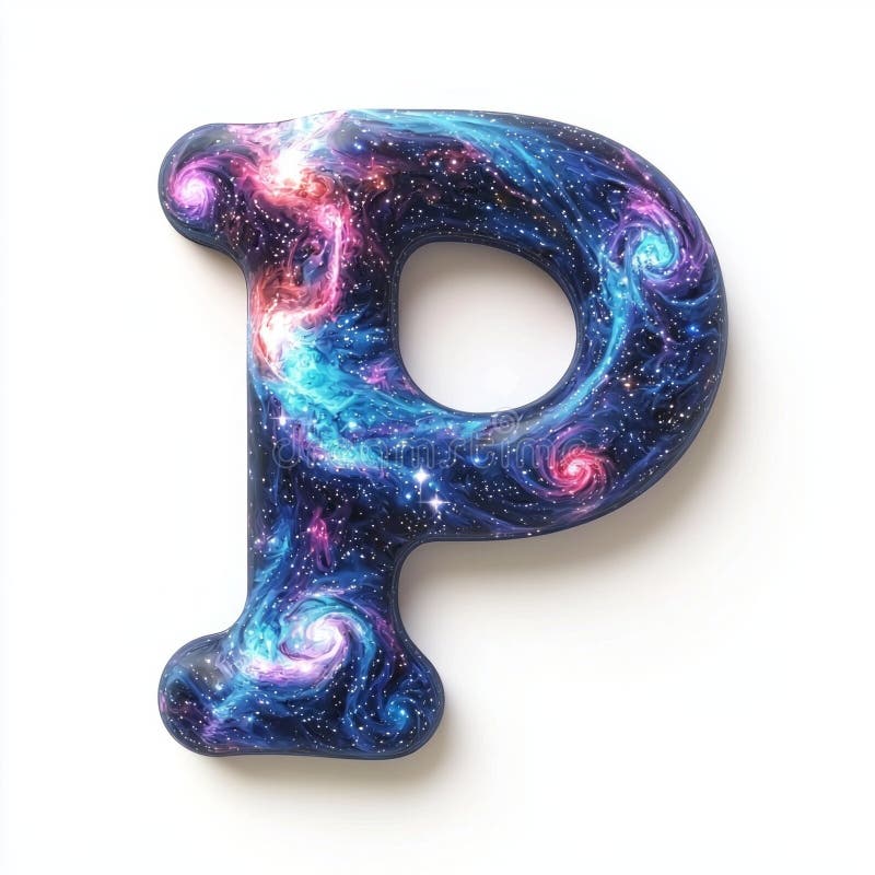 Letter P Designed Cosmic Infinity Pattern White Background Representing ...
