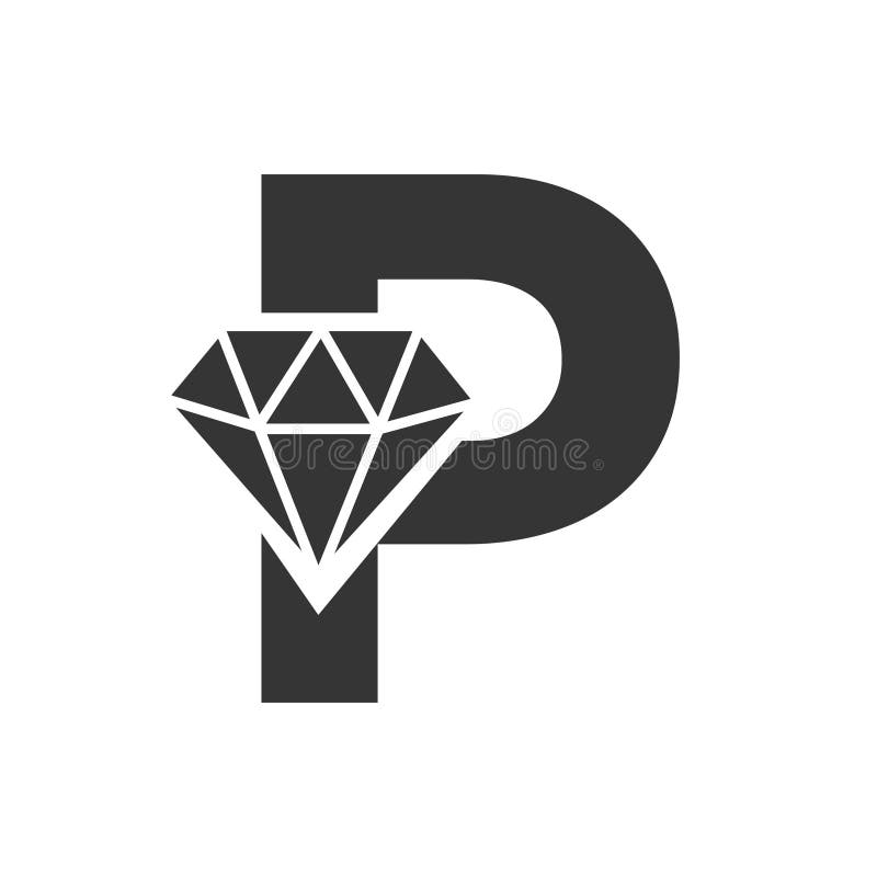 Letter P Diamond Logo Design. Jewelry Logo with Diamond Icon Vector ...