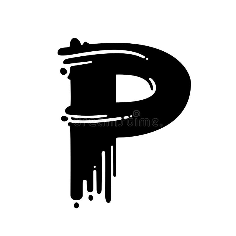 Letter P. Dry Brush Grunge Lettering Imitation. Vector Design Template ...