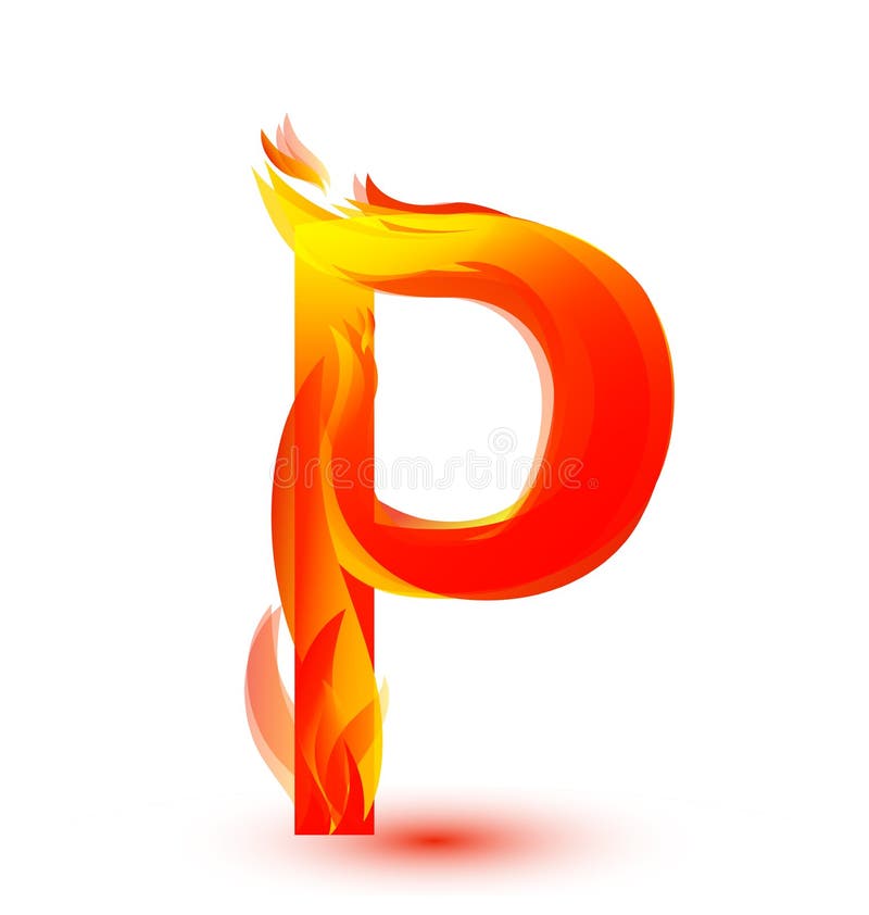 Letter P in Fire Flame Icon Vector Stock Vector - Illustration of ...
