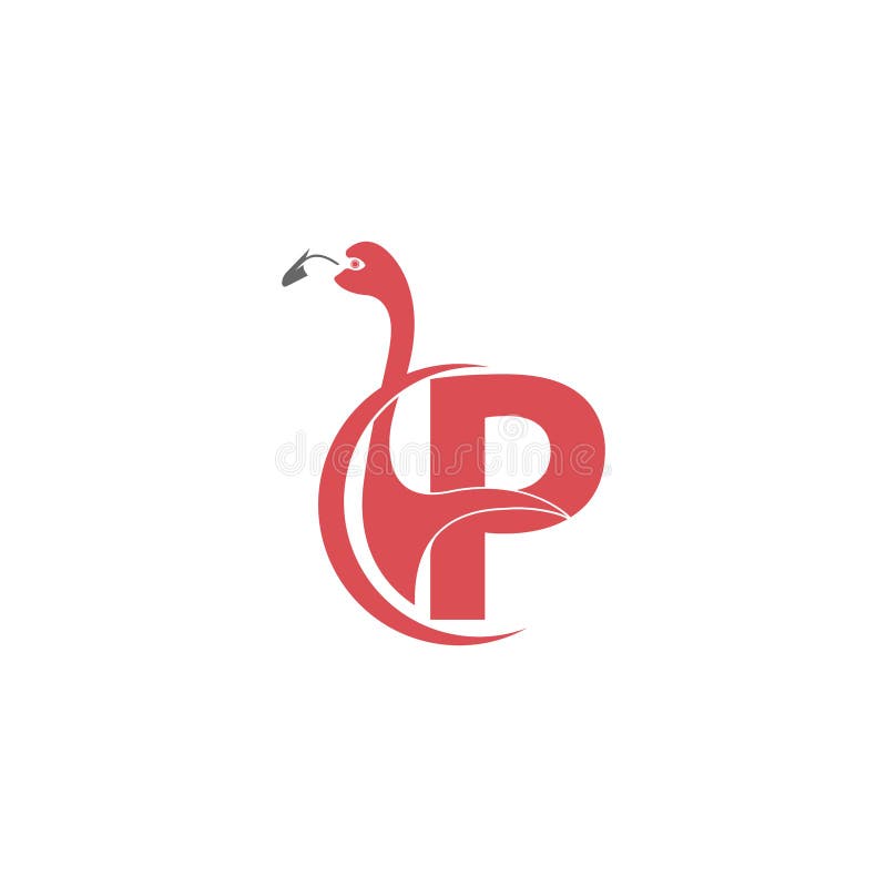 Letter P with Flamingo Bird Icon Logo Vector Stock Illustration ...