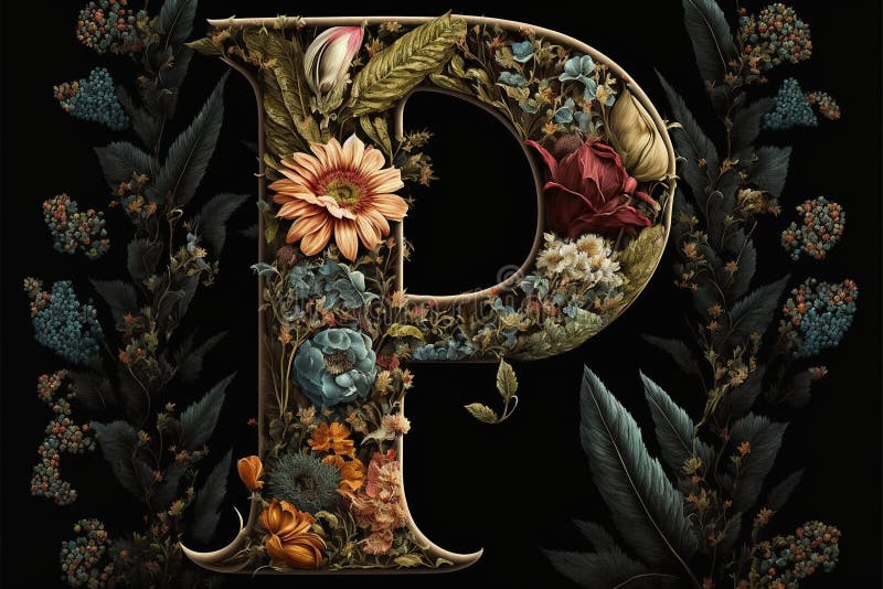 Letter P Flower Pattern, Created with Generative AI Technology Stock ...