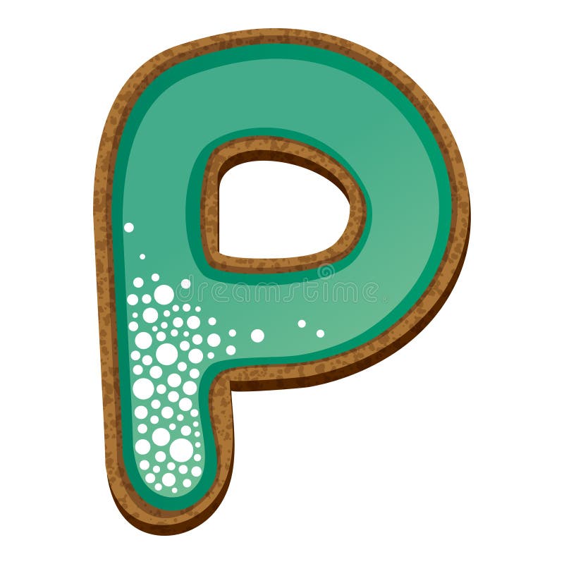 Letter P in the Form of Cookies with Aquamarine Icing, Alphabet Stock ...