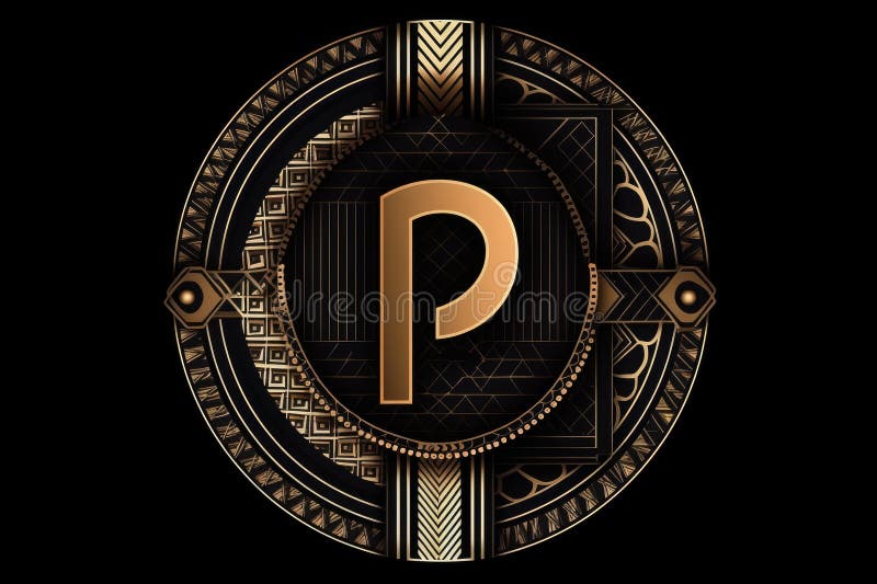Letter P, Geometric Patterns Style, on Black Background Stock ...