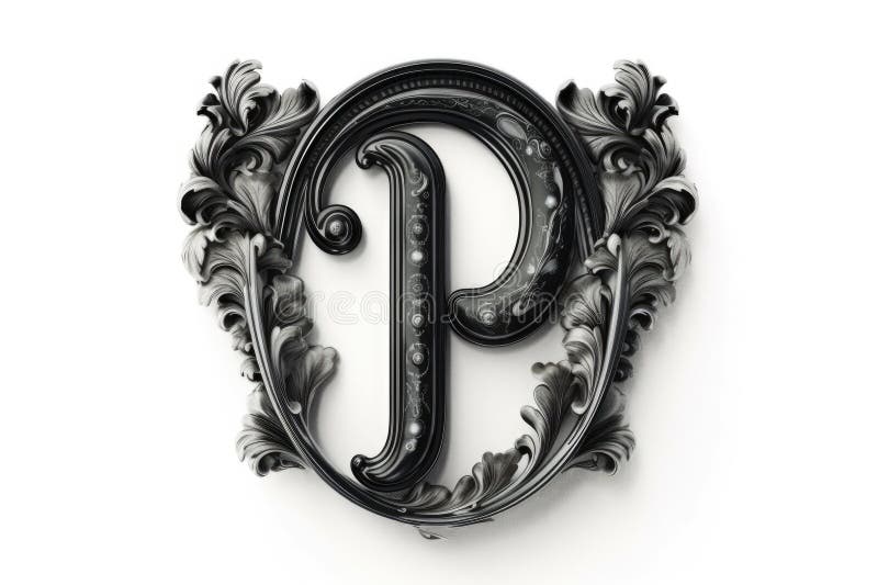 Letter P, Gothic Style, on White Background Stock Illustration ...
