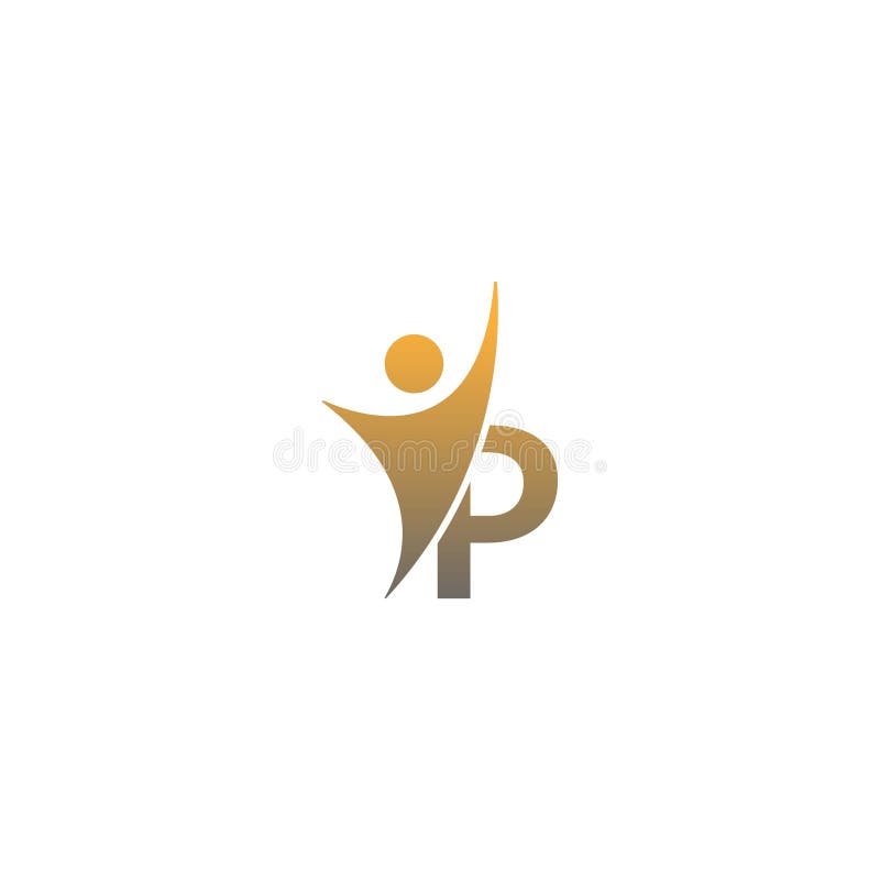 Letter P Icon Logo with Abstrac Sucsess Man in Front, Alphabet Logo ...