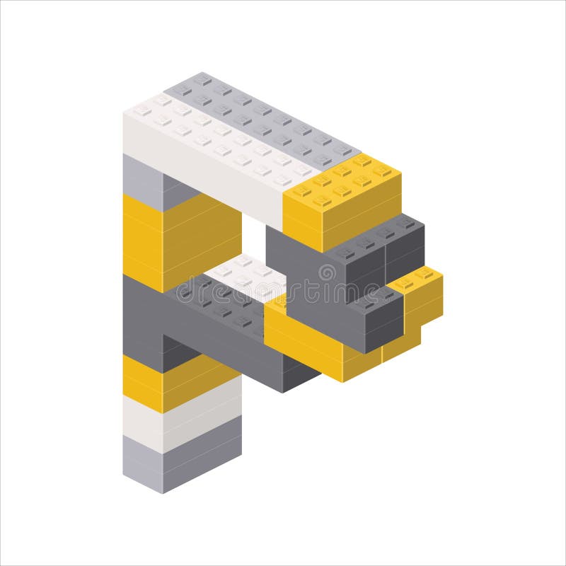 Letter P in Isometric View Assembled from Plastic Blocks. Vector Stock ...