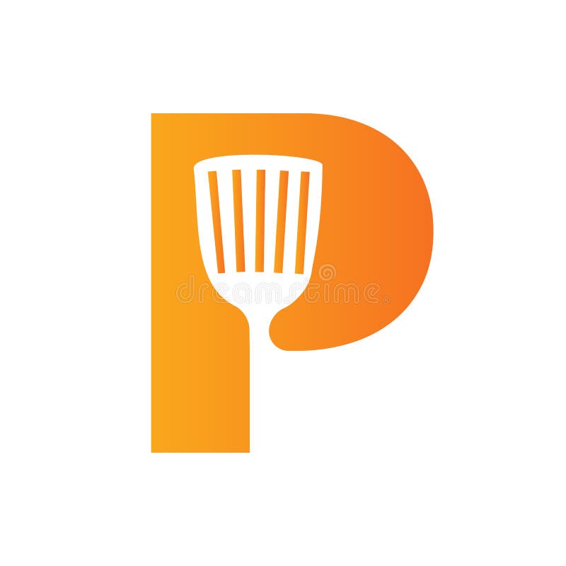 Letter P Kitchen Spatula Logo. Kitchen Logo Design Combined with ...