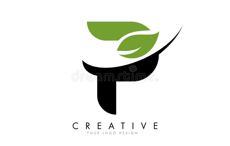 Letter P with Leaf and Creative Swoosh Logo Design Stock Vector ...