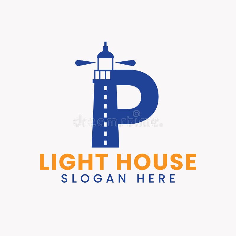 Letter P Light House Logo Vector Concept. Light House Logotype Stock ...