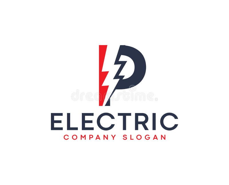 Letter P Lightning Electric Logo with Lighting Bolt Stock Illustration ...